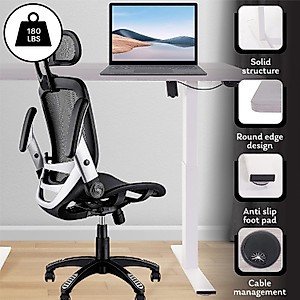 Generic Electric Standing Desk - Adjustable Height Desk with Laptop Stand, Sit Stand Desk, Riser Table (48 inch x 24 inch), Smoothly and Quietly Adjust from 27 to 45 inches, White Frame, Gray Desktop