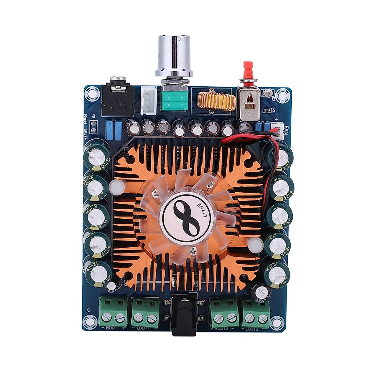 Digital Audio Amplifier Board, 4 Channels 4 x 50W Large Power HiFi Amplifier Board - IC Smart Cooling Digital Amplifier Board