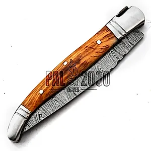 PAL 2000 KNIVES FOL-9695 Custom Handmade Damascus Steel 9 Inches Folding Pocket Hunting Knife