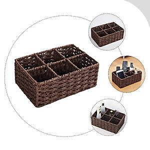 Cabilock Tv Stand Woven Baskets 6-Section Wicker Baskets for Shelves:Hand-Woven Seagrass Storage Baskets Multiuse Wicker Basket for Organizing Towels and Toiletries Wicker Storage Basket Home Decor