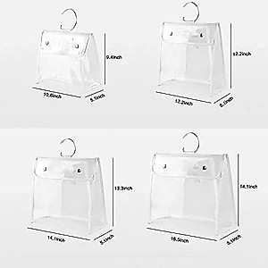 Hanging Handbag Organizer, PVC Purse Storage Bag Dustproof, Space-Saving Handbag Protector with Joinable Design, 4 PCS (Transparent white border, 4PCS (S+M+L+XL))