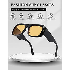 kimorn Sunglasses for Women Men Trendy Retro Fashion Sun Glasses 90’s Vintage Y2K Oversize Square Frame Shades K1337 (Black Yellow)