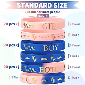 Hicarer 30 Pieces Gender Reveal Bracelets, Team Boy Silicone Wristbands Team Girl Gender Reveal Party Bracelets Team Both Rubber Wristband for Baby Shower Gender Reveal Party Favor Supplies