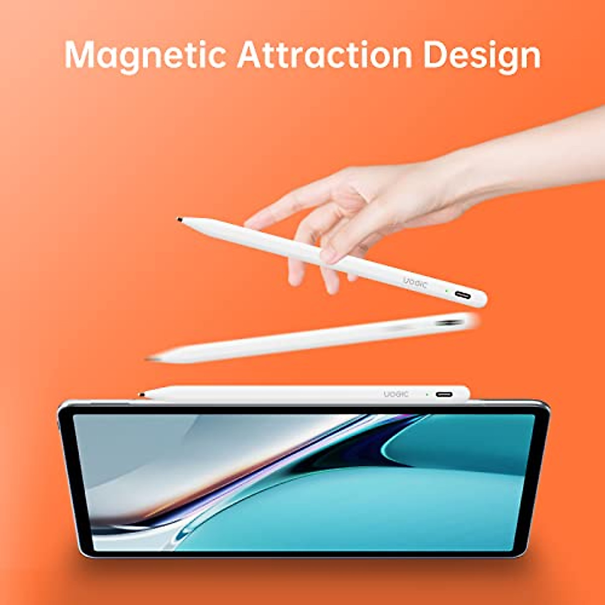 Uogic Stylus for iPad, iPad Pen with Bluetooth Shortcut, Battery Level Display, Palm Rejection, iPad Pencil Compatible with iPad Pro 11/12.9" 2018-2022, iPad 6/7/8/9, iPad Mini 5/6, iPad Air 3/4/5