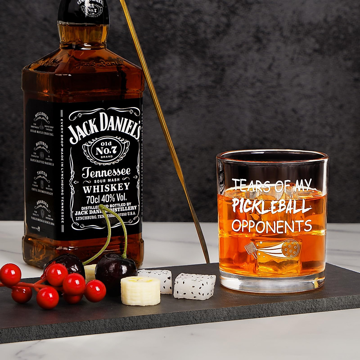 Futtumy Tears of My Pickleball Opponents Whiskey Glass, Funny Pickleball Gifts for Men Friend Pickleball Lovers Coworker, Pickleball Lover Gifts for Birthday Christmas, 10oz Pickleball Rock Glass