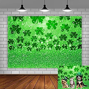 Happy St. Patrick's Day Photography Backdrop Lucky Irish Green Shamrock Bokeh Glitter Sequins Background Children Kids Adults Baby Shower Party Portraits Decor Photo Studio