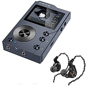 Surfans F20 HiFi MP3 Player + Se01 IEM Headphone, High-Res Portable Audio Player with 32GB Memory Card + Wired Earbuds with 0.78mm 2pin Detachable Cable