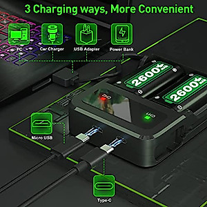 SWANPOW Fast Charging 2x2600mAh Controller Battery Pack with Charger Station for Xbox One/Xbox Series X/Xbox Series S/Xbox One X|S High Capacity Rechargeable Battery Pack for Xbox Accessories