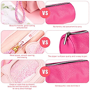 2 Pieces Big Capacity Pencil Case Cute Cat Large Capacity Pencil Pouch Portable Pencil Pouch Stationery Storage Organizer Pencil Box Pen Holder Bag for School Student Present, Pink and Purple