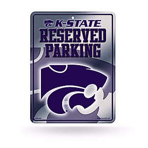 Rico Industries NCAA Kansas State Wildcats - KSU 8.5" x 11" Carbon Fiber Metal Parking Sign - Great for Man Cave, Bed Room, Office, Home Décor