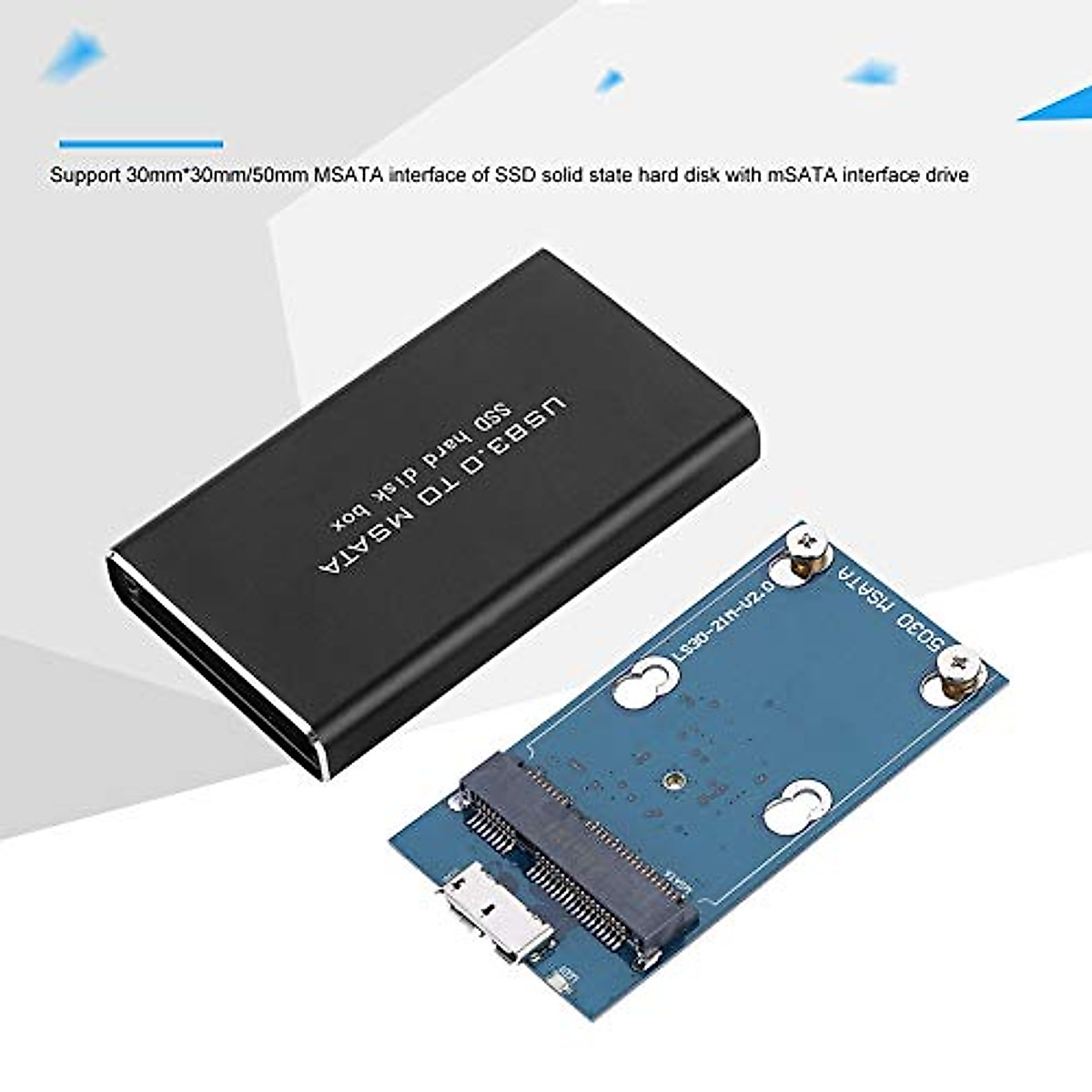 Garsentx Hard Drive Enclosure, PCI-E SSD Solid State Disk Enclosure Hard Disk Box 6Gbps Support 30mm*30mm/50mm MSATA Interface of SSD Solid State Hard Disk with mSATA Interface Drive