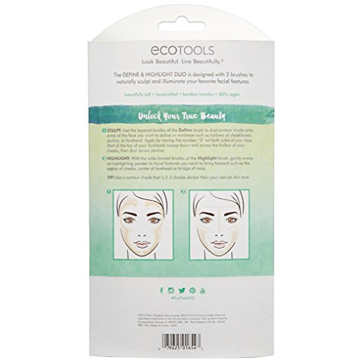 EcoTools Define & Highlight Duo, Makeup Brush Set for Powder, Bronzer, & Highlighter