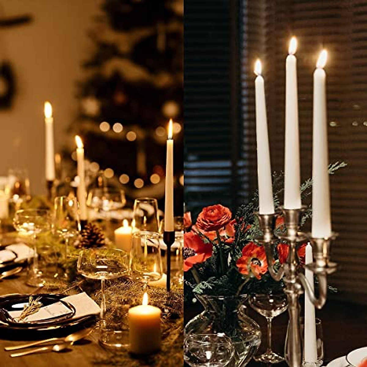 White Taper Candles - 30 Pack Unscented 10 Inch Dinner Candle Set -7-8 Hours Burn Time - Smokeless and Dripless Household, Wedding, Party, Home Décor Candlesticks