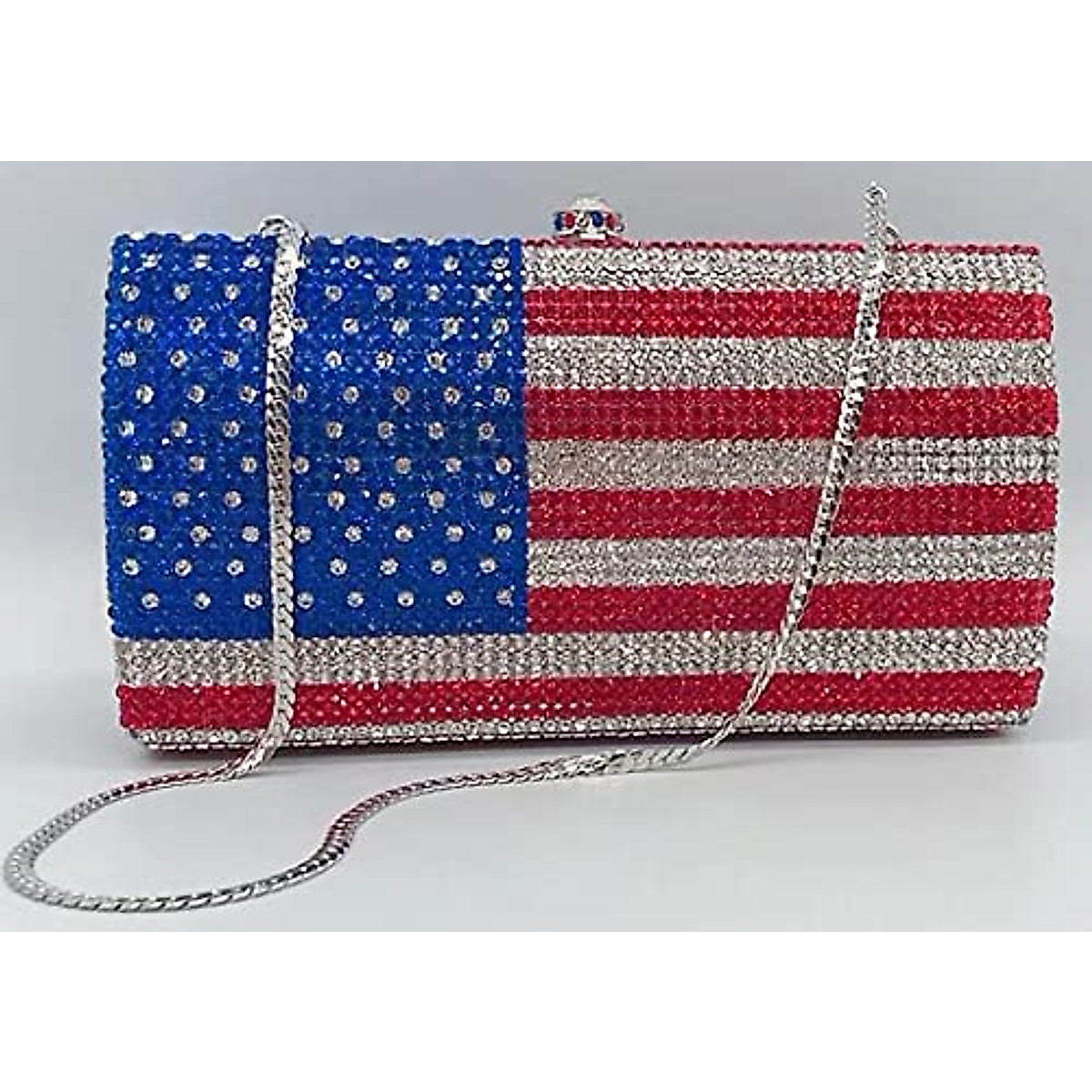 National Flag Crystal Clutch Purses Evening Bags Handbags for Women Formal Party USA American Flag Rhinestones Crossbody Bags Blue Red