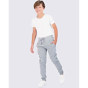 3 Pack: Boys Girls Youth Teen Active Athletic Basic Soft Tech Sports Fleece Jogger Soccer Track Gym Running Slim Fit Tapered Sweatpants Casual French Terry Quick Dry Fit Pockets-Set 2,M(10/12)