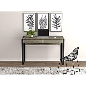 Safdie & Co. Computer Desk 47inch for Home Office and Small Spaces with 2 Drawers Dark Taupe with Black Metal. Ideal for Writing, Gaming, Study, Work from Home.