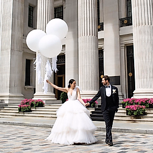 Yukiyi 6pcs Extra Large Balloons for Garland 36 Inch Big White Black Giant 36-inch Round Birthdays Festivals Wedding Event Decorations (White)