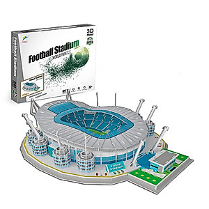 Classic Football Stadium Puzzle,3D Puzzle Soccer Club Venues,3D Paper Model Building Puzzle Kit, Soccer Stadium Souvenir Gift,Handmade Puzzle Ornaments，Cardboard Model (Etihad Stadium)