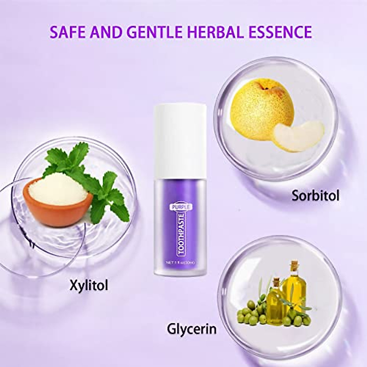 OETNAISAN Purple Toothpaste for Teeth Whitening, Toothpaste Against Sensitive Teeth and Gum Repair, Gum Health.Purple Toothpaste Whitening Foam Stain Removal Coffee, Smoking, Yellow Teeth