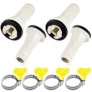 4 Pieces 15 mm/ 0.6 Inch Drain Hose Connector Elbow Fitting Air Conditioner Drain Hose Connector Air Conditioner Drain Hose Adapter with Stainless Steel Hose Hoop for Mini-Split and Window