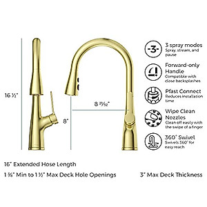 Pfister LG529-NEBG Neera Pull Down Kitchen Faucet, Brushed Gold