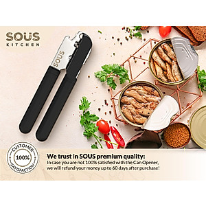 Sous Kitchen Heavy Duty Can Opener - Manual Can Openers With Premium Quality Razor Sharp Blades - Hand Can Opener Manual - Can Opener Heavy Duty For Everyday Use - Hand Held Can Openers For Kitchen