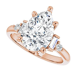 14K Gold Handmade 5 CT Pear Cut VVS1 Colorless Moissanite Engagement Rings for Women Bridal Set Moissanite Wedding Rings for Gifts (Rose Gold, 6.5)