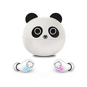 AMAFACE Panda Kids Earbuds Cute Wireless Earbuds and in-Ear Headphones Gifts for School Girls and Boys - Great for Kids who Listen to Songs, Study, Exercise and Love Animals,Headphone case White…
