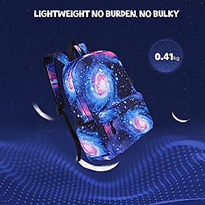 SAMIT Anime Luminous Backpack with USB Charging Port & Anti Theft Lock &Pencil Case Daypack Laptop Backpack (Blue_White)