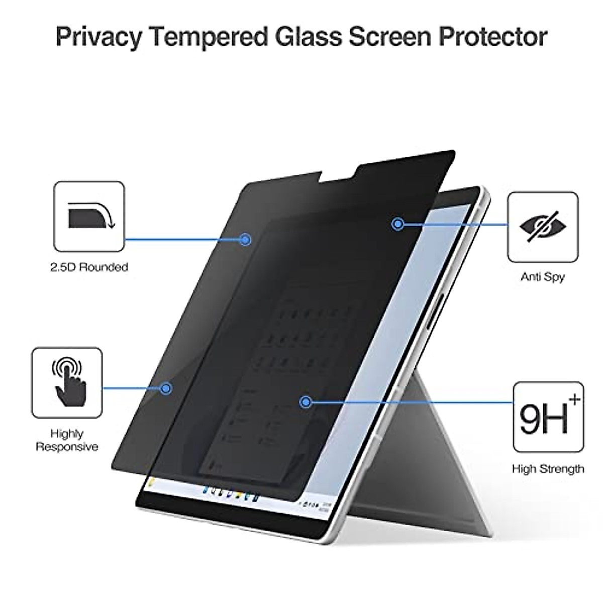 ProCase Microsoft Surface Pro 9 13 inch Privacy Screen Protector, Anti-Spy Tempered Glass Ultra Thin Tinted Screen Film Guard for 13.0 inch Surface Pro 9 2022 Release