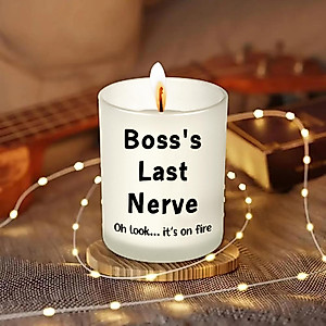 Boss Lady Gifts for Women Boss Gifts Funny Birthday Christmas Gifts for Boss, Gag Cool Office Christmas Gifts for Coworkers Thank You Appreciation Gifts for Boss Office Decor, Boss's Last Nerve Candle