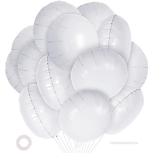 20 Pcs Round Shaped Balloons,18 Inch Round Foil Balloon,Giant Round Mylar Balloon Helium Balloons for Birthday Party Baby Shower Wedding Decorations (White)