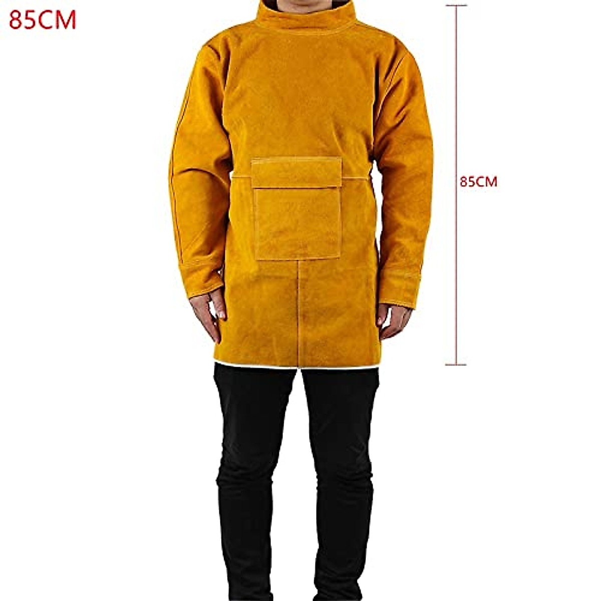 Cowhide Work Clothes Apron Welding Protective Clothing Heat And Fire Resistant Welders Clothing Welding Apron With Sleeves (105CM)