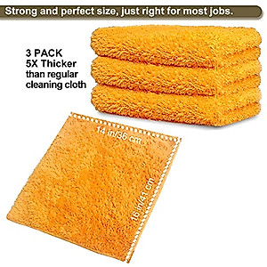 SUPERWASH PLUS Microfiber Towel for Cars Detailing Wash Polishing, Super Absorbent Premium Plush Microfiber Cloth for Household Cleaning, 16 x 14 in - 3 Pack