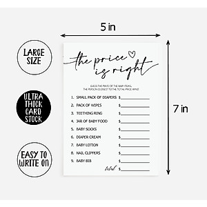 All Ewired Up 50 Baby Shower Price is Right (50-Cards) Fun Baby Shower Game Activity, Gender Neutral Boy or Girl, Minimalist Script