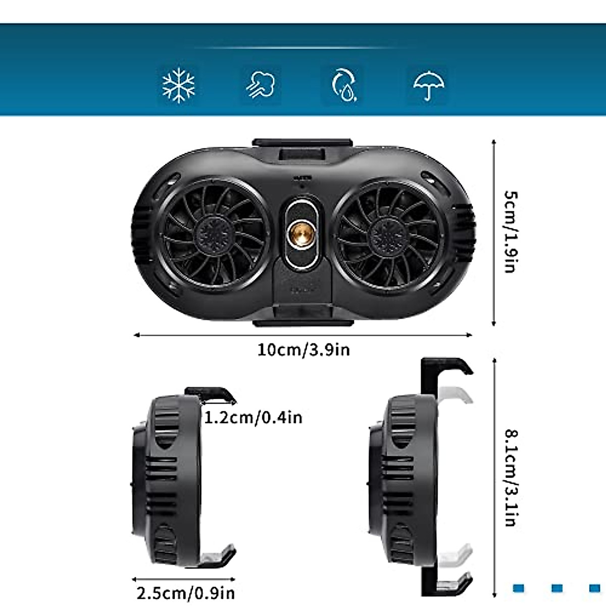 Phone Cooler, Cellphone Radiator with Dual Semi-Conductor Cooling Chip, Mobile Phones with a Width of 6 to 8 cm for Tiktok Live Streaming, Outdoor Vlog, Mobile Gaming.