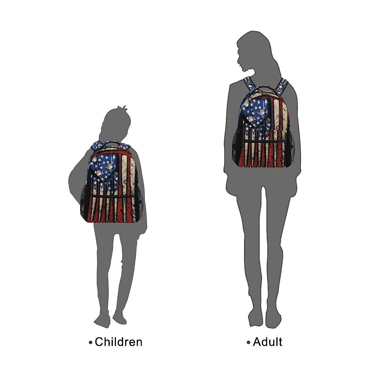 American Flag Baseball Print Backpack Patriotic USA School Bookbag for Boys Girls Computer Backpacks Book Bag Travel Hiking Camping Gym Daypack