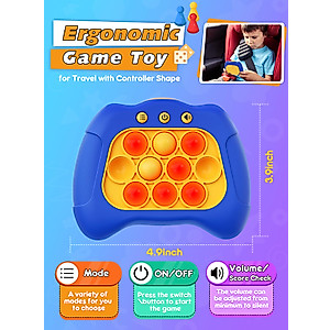 Light Up Bubble Up Fidget Toy, Electronic Quick Push Game Console, Birthday Gifts for 6 7 8 9 10-12 Year Boys and Girls Push Up Stress Toy, Concentration Fast Speed Puzzle Game for Family Party - Blue