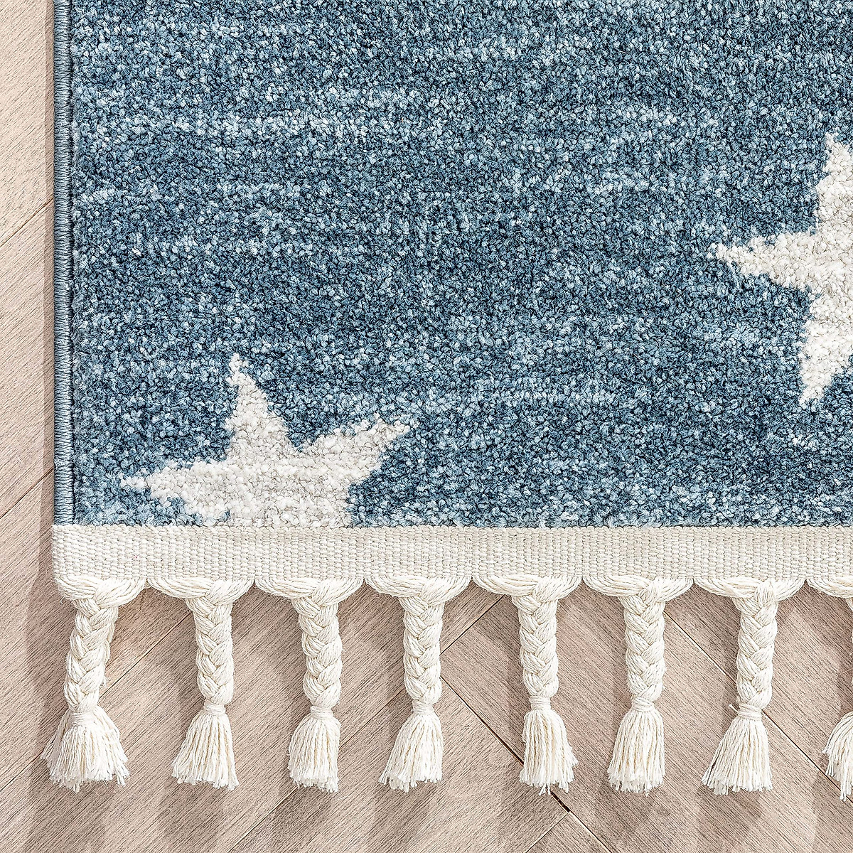 Well Woven Kosme Blue Geometric Star Pattern Stain-Resistant Area Rug 3x5 (3'11" x 5'3")