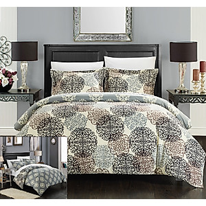 Chic Home 2 Piece Jerome Boho Inspired Reversible Print Duvet Set, Twin, Beige