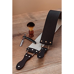 Razor Strop - Barber's Latigo Leather Straight Razor Strop. Dual Strap that will be a Great Addition for Any Straight Razor. PREMIUM LEATHER Strop for Sharpening. (Brown)