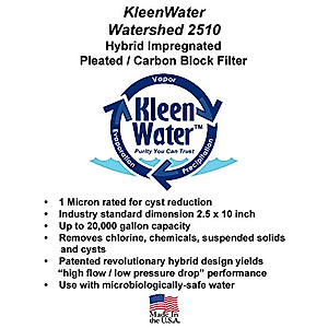 KleenWater Watershed2510 Hybrid Pleated / Carbon Block Whole House Water Filters, 2.5 x 10 Inch (3) - Unsurpassed Filtration - Dirt, Rust, Sediment, Chlorine, Cysts and More
