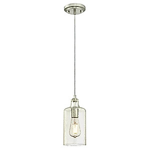 Westinghouse Lighting 6329000 One-Light Indoor Mini Pendant, Brushed Nickel Finish with Clear Textured Glass