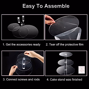 4 Tier Acrylic Cupcake Stand, Premium Cupcake Holder, Acrylic Cupcake Tower, Anberky Clear Round Acrylic Cake Stand Dessert Pastry Display Rack for Christmas Wedding Birthday Baby Shower (#A)