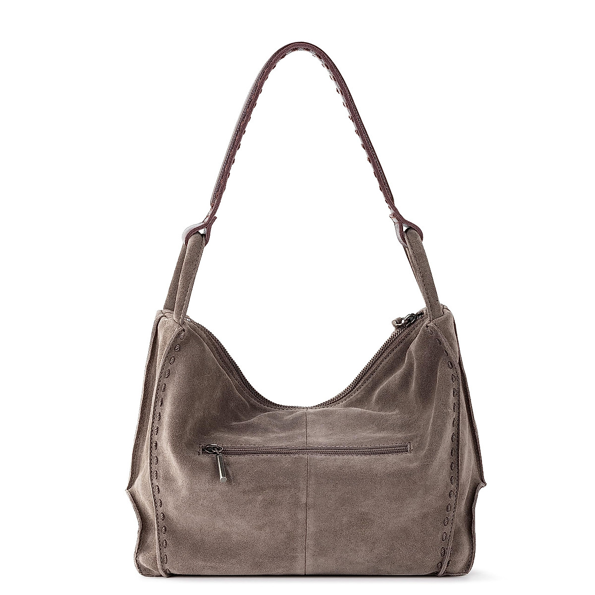 The Sak Los Feliz Hobo in Leather, Lined Shoulder Purse, Mushroom Suede