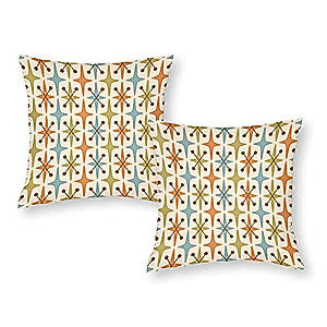 Vazzio Throw Pillow Covers Set of 2, Mid Century Modern Abstract Star Pattern Decorative Pillow Cases Soft Cushion Covers for Home Sofa Couch Bed 18x18 Inches