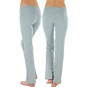 ToBeInStyle Women's Flared Bottom Full Length Leggings - Light Heather Grey - Large