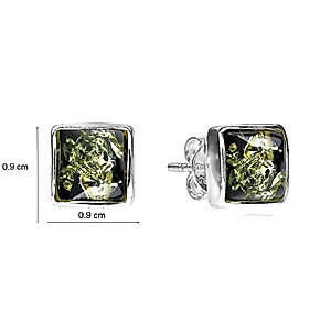 Ian and Valeri Co. Amber Green Sterling Silver Stud Square Earrings