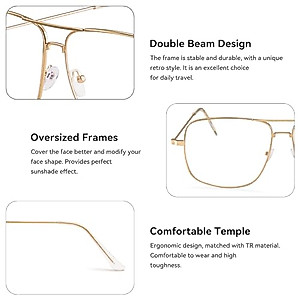 Dollger Classic Glasses Clear Lens Non Prescription Metal Frame Eyewear Men Women Gold
