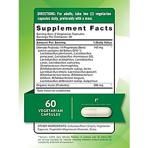 Nature's Truth Probiotic 50 Billion CFU | 200mg Prebiotics | 60 Capsules | Vegetarian, Non GMO & Gluten Free Supplement for Men and Women | Supports Digestive Health